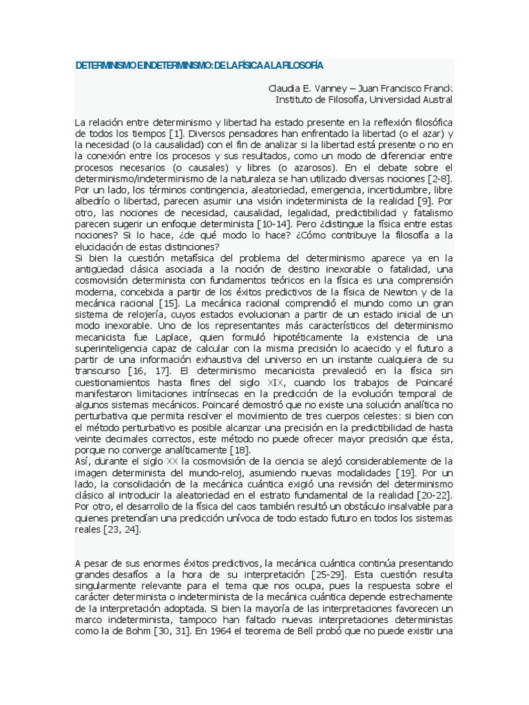 Determinismo e indeterminismo: desde la física a la filosofía | PDF ...