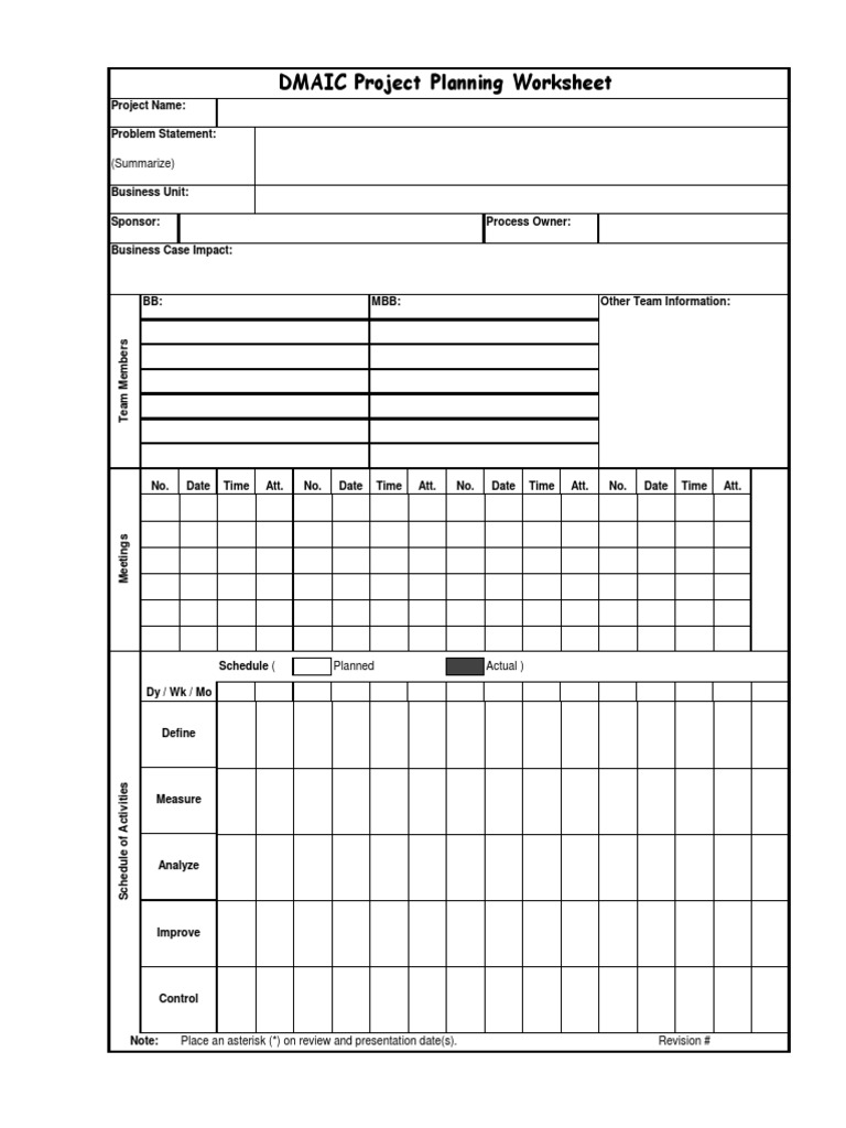 DMAIC Project Planning Template | PDF