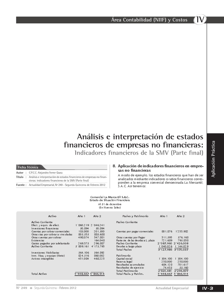 Ratios Financieros Ejemplo | PDF | Contabilidad | Estado de resultados
