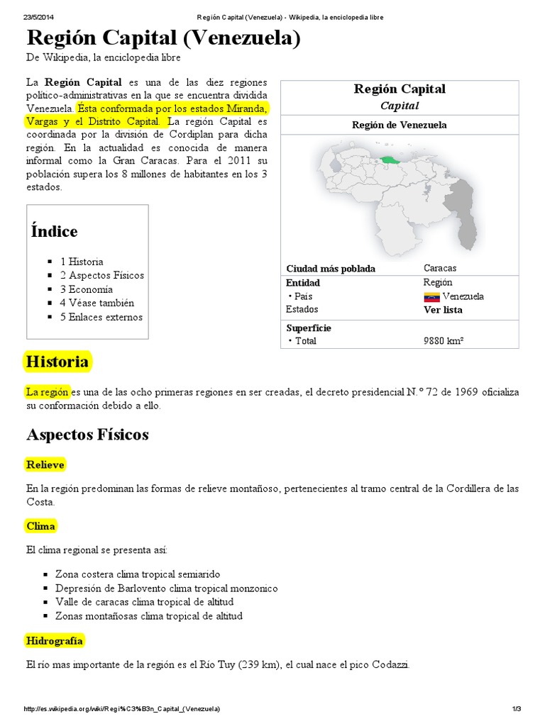 Características de la Región Capital | PDF | Venezuela | Business
