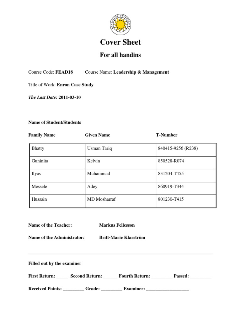 Enron Case Study | PDF | Enron | Leadership