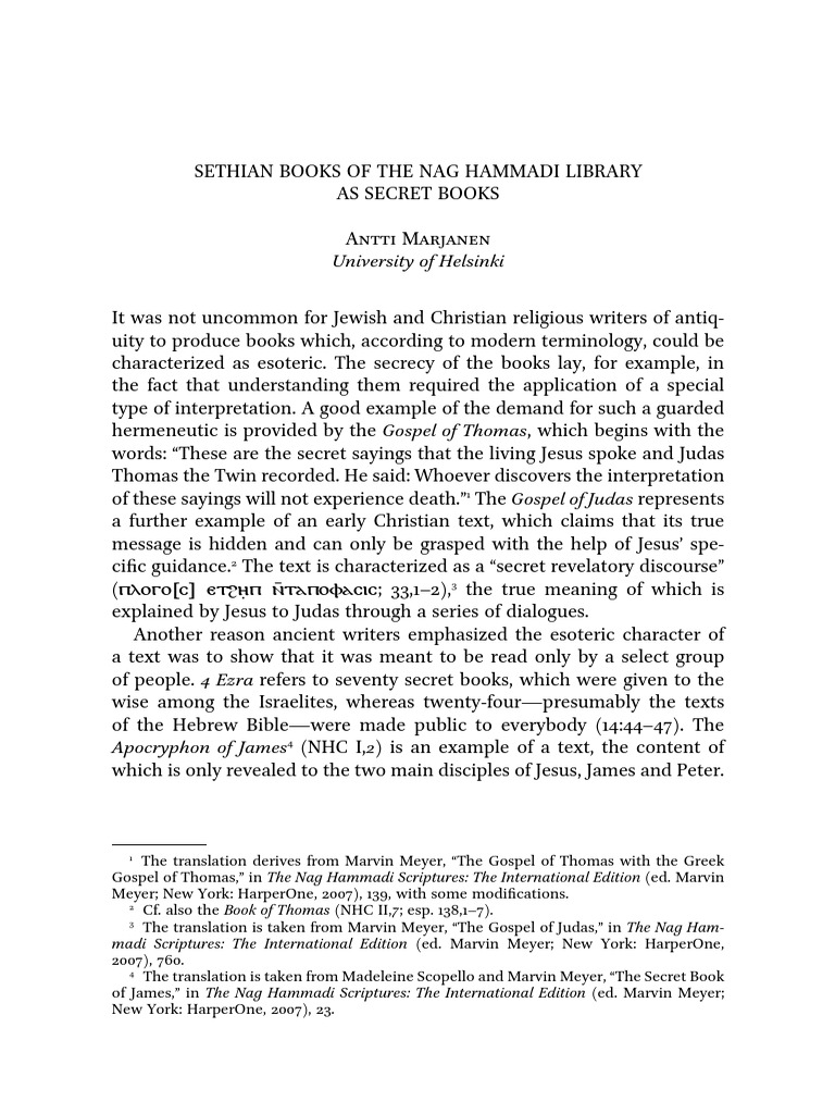 Antti Marjanen - Sethian Books of The Nag Hammady Library As Secret ...