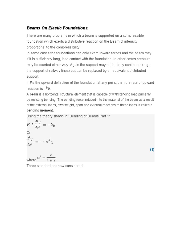 Beams On Elastic Foundations | PDF