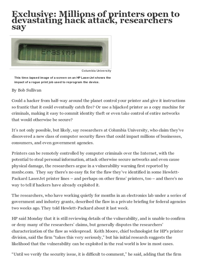 Exclusive: Millions of Printers Open To Devastating Hack Attack ...