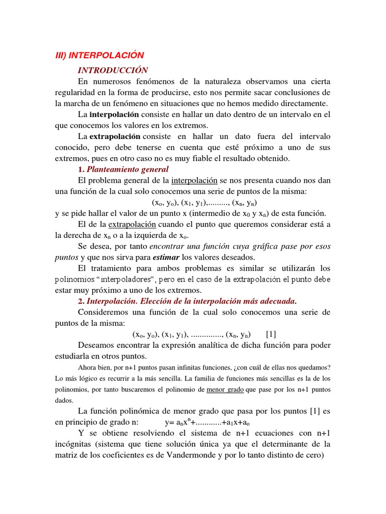 Interpolación Lineal: Conceptos y Ejemplos | PDF | Análisis matemático ...