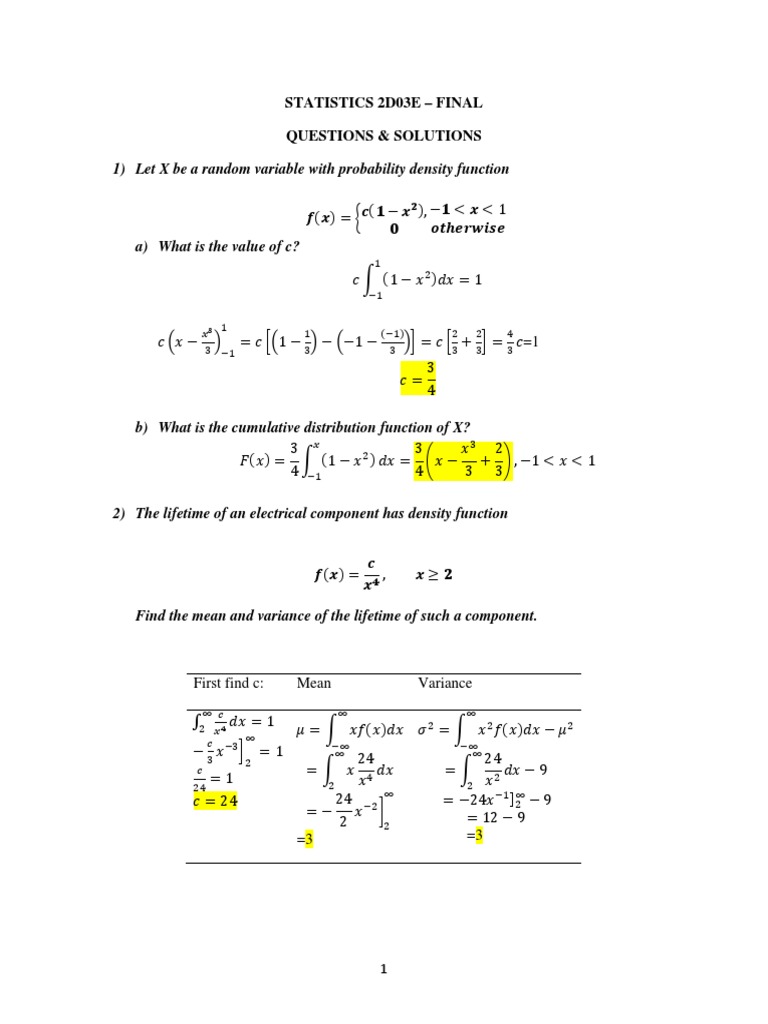 Analysis of Statistics Problems Involving Probability Distributions ...
