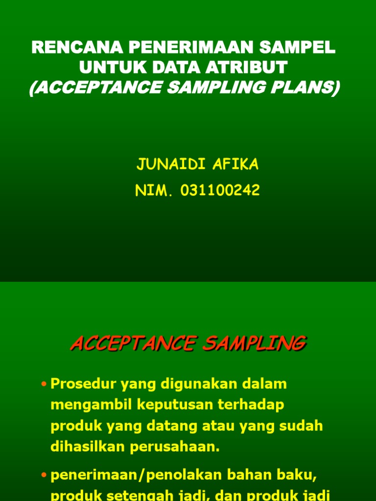 Acceptance Sampling Plan | PDF
