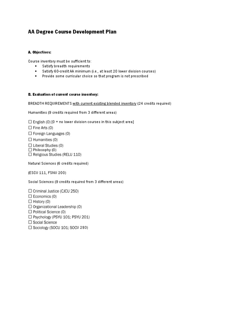 AA Degree Course Development Overview | PDF | Humanities | Science