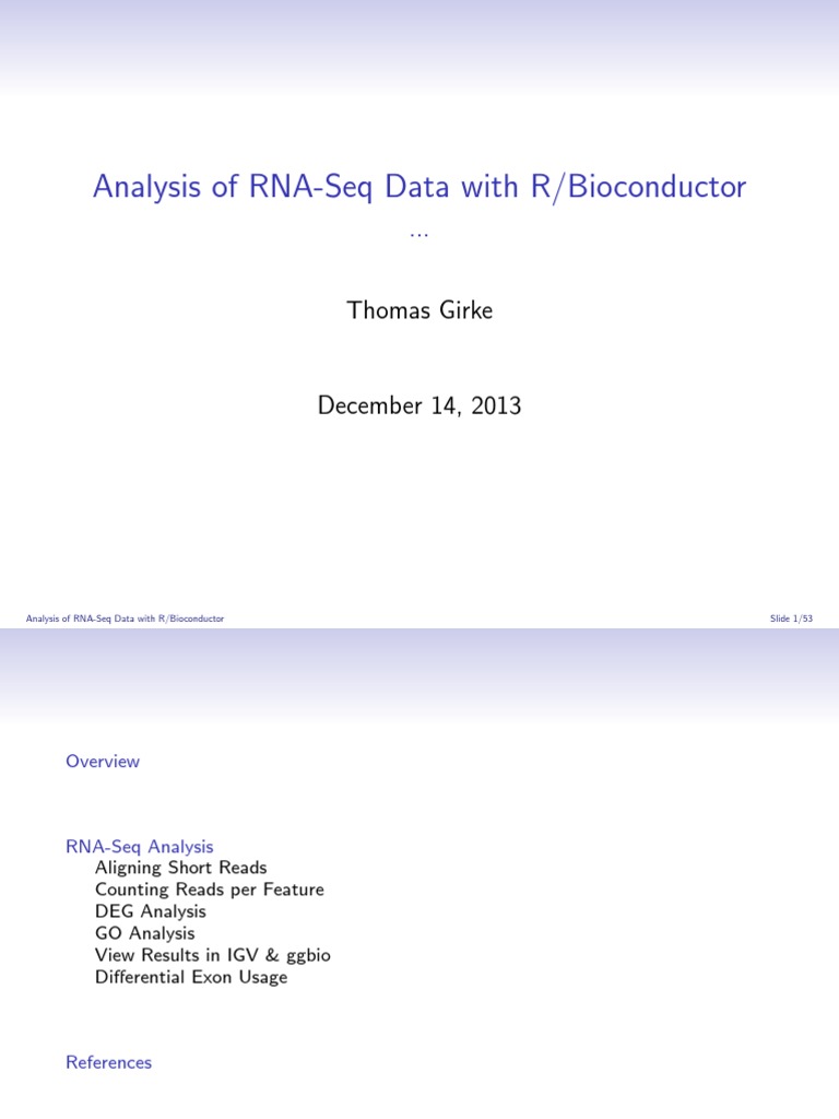 Analysis of RNA-Seq Data With R/Bioconductor: Thomas Girke | PDF | Molecular Genetics | Nucleotides
