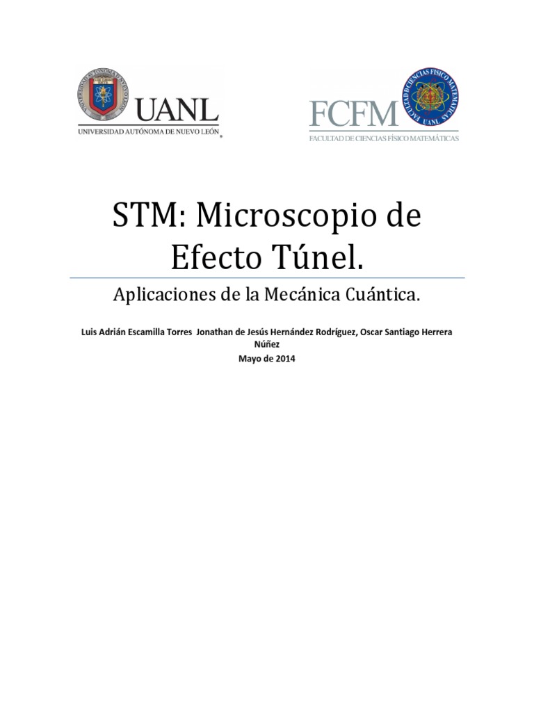 STM: Microscopio de Efecto Túnel.: Aplicaciones de La Mecánica Cuántica | PDF | Ecuación de ...