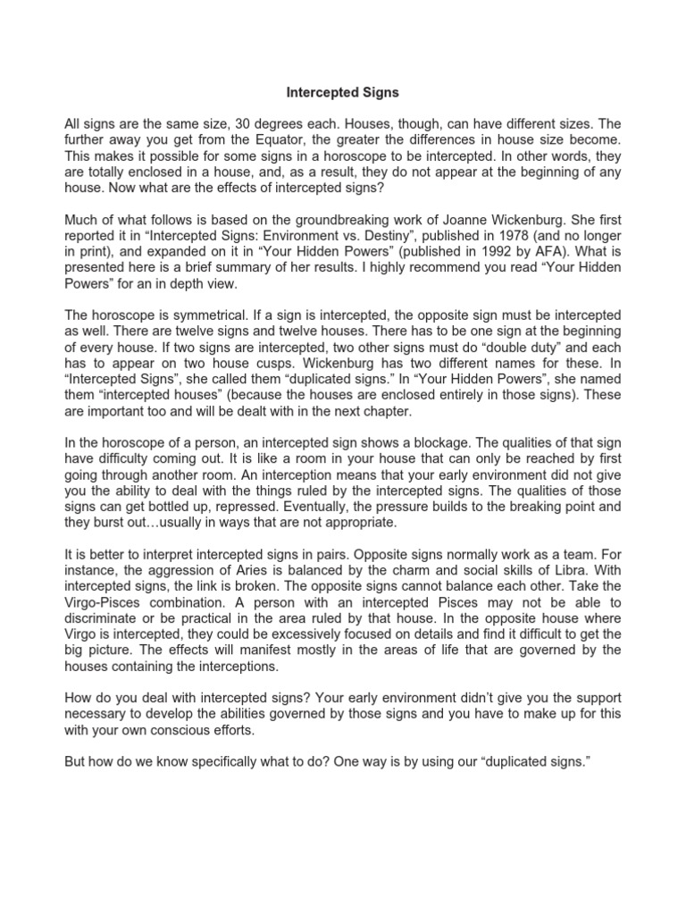 Intercepted Signs | Download Free PDF | Planets In Astrology | Friendship