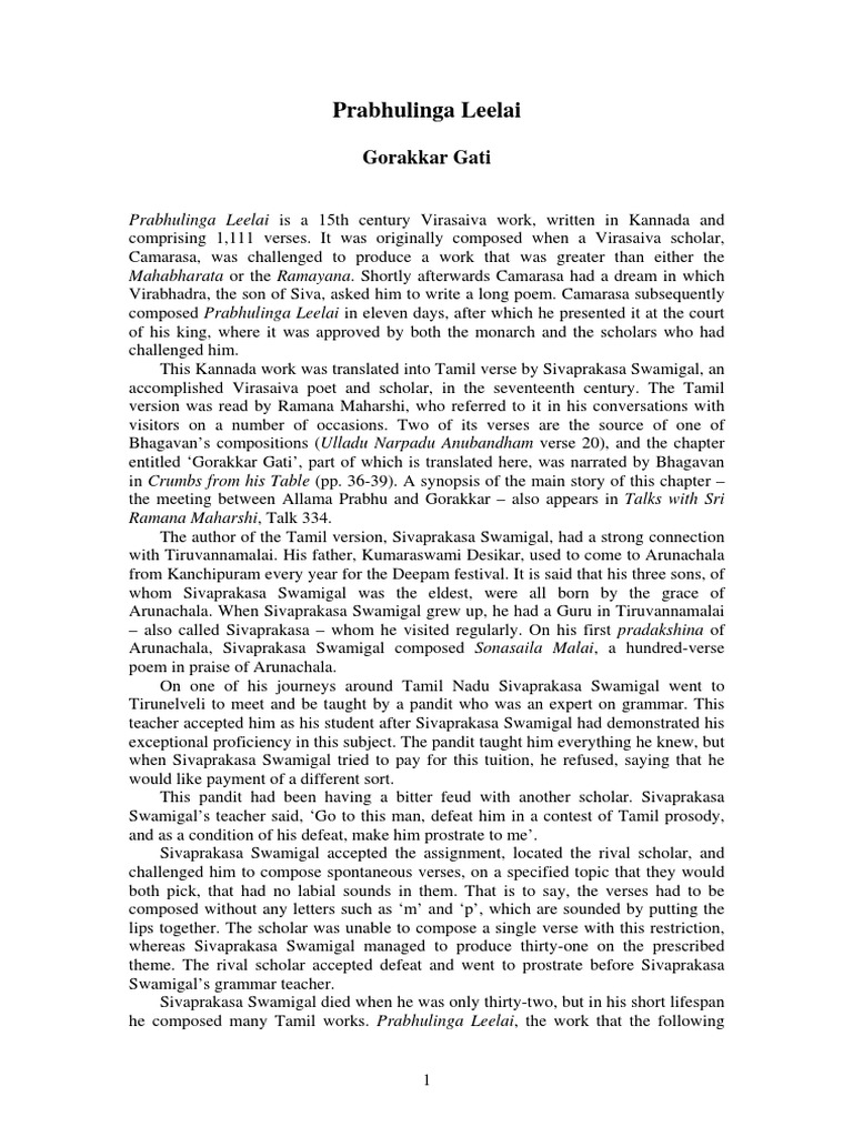 Prabhulinga Leelai: Allama Prabhu's Journey | PDF