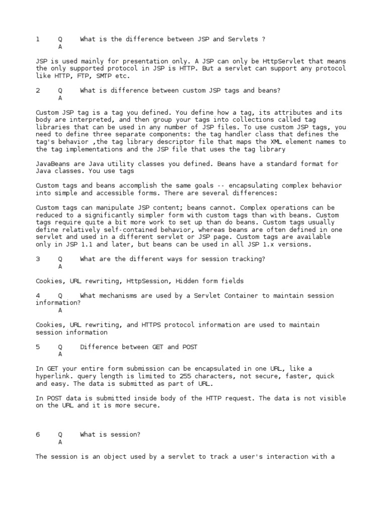 What Is The Difference Between JSP and Servlets ? | PDF | Java Platform | Java Server Pages