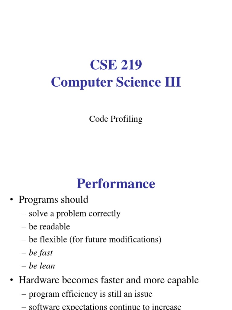 Cse 219 Computer Science Iii Code Profiling Pdf Program Optimization Java Programming 