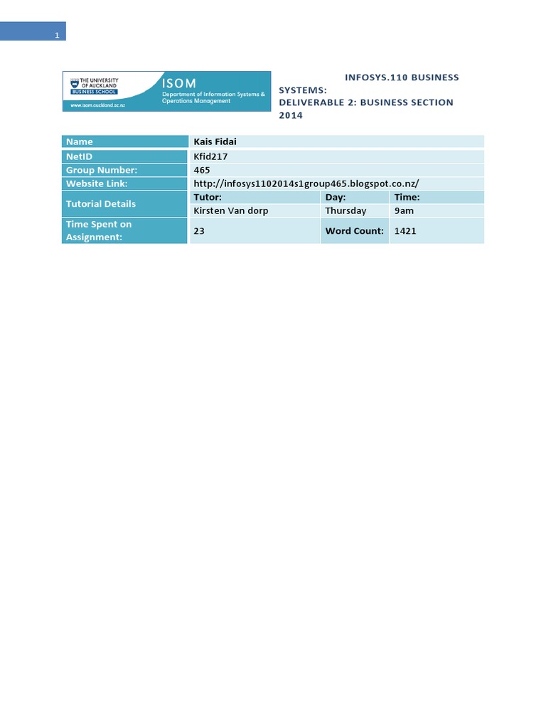 Name Netid Group Number: Website Link: Tutorial Details Time Spent On Assignment | PDF ...