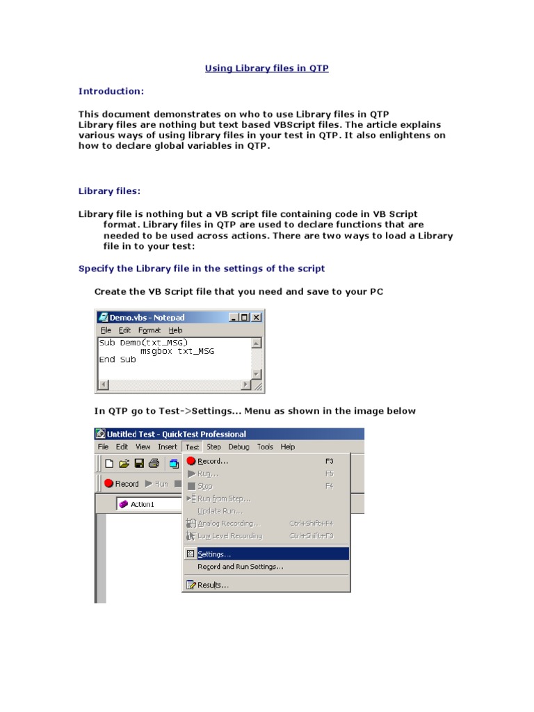 Library Files in QTP | PDF | Library (Computing) | Class (Computer Programming)
