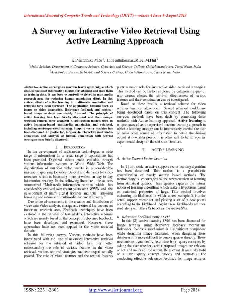 A Survey On Interactive Video Retrieval Using Active Learning Approach | PDF | Information ...