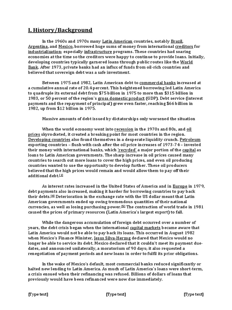 The International Debt Crisis in The 1980s | PDF | Heavily Indebted ...