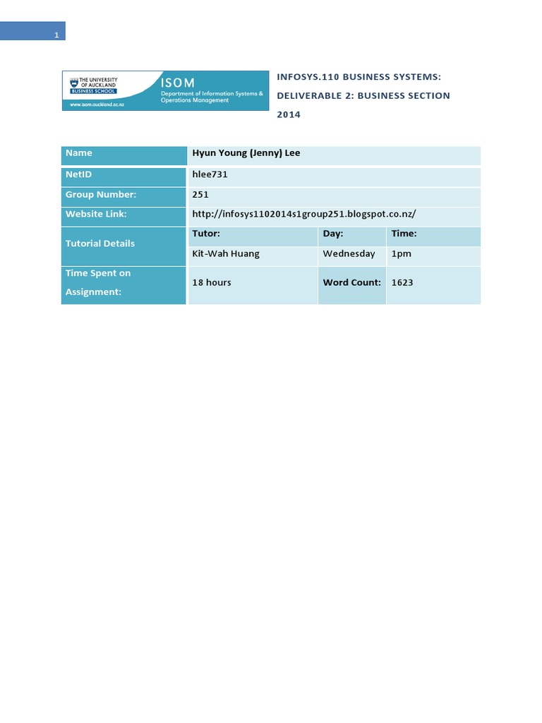 Name Netid Group Number: Website Link: Tutorial Details Time Spent On Assignment | PDF ...