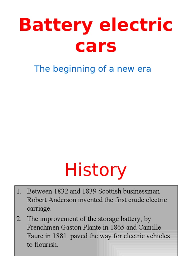 History and Benefits of Battery Electric Cars | PDF | Electric Vehicle ...