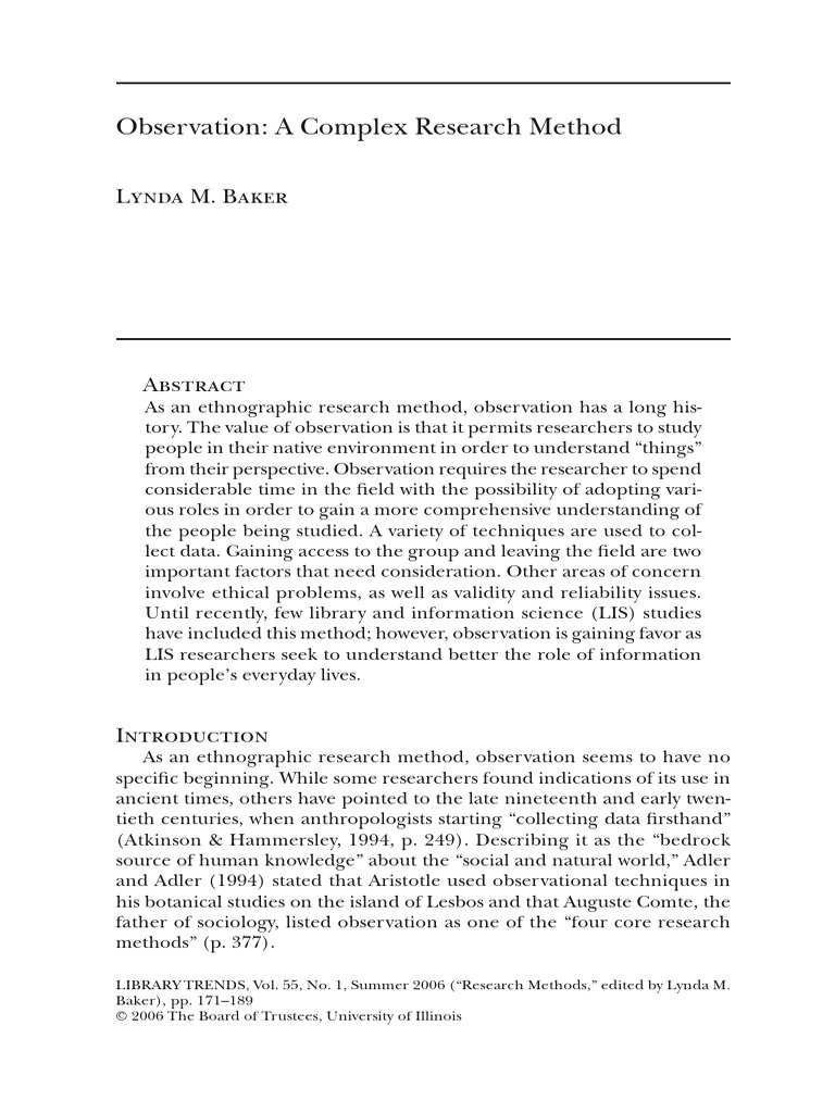 Observation-A Complex Research Method | PDF | Validity (Statistics) | Qualitative Research