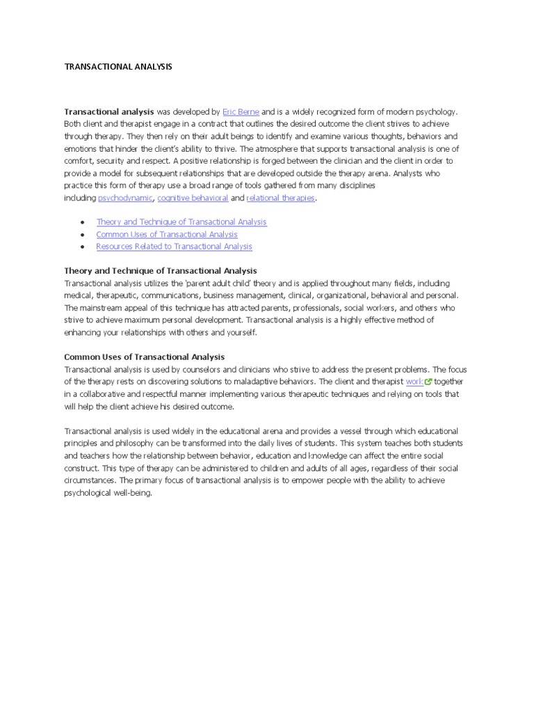 Transactional Analysis: Understanding Behavior Through Parent, Adult ...