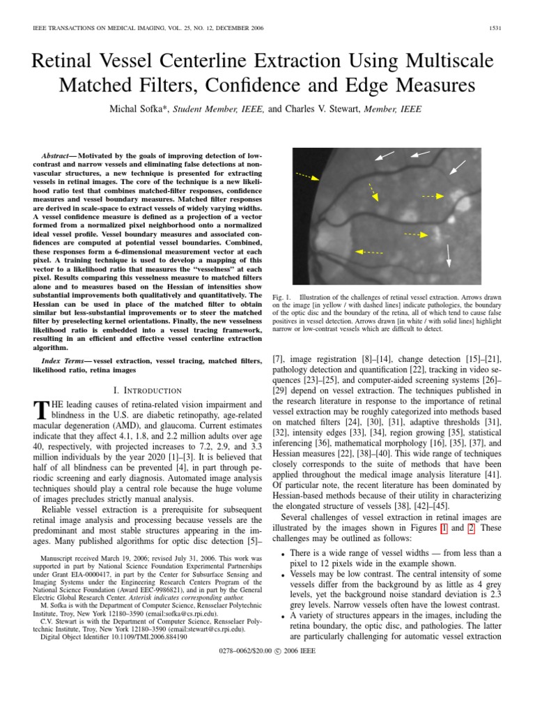 Retinal Vessel Centerline Extraction Using Multiscale Matched Filters, Confidence and Edge ...