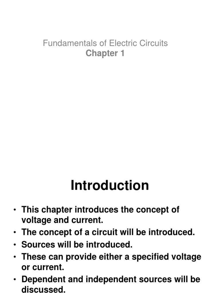 Fundamentals of Electric Circuits Chapter 1 | PDF | Passivity (Engineering) | Electric Current