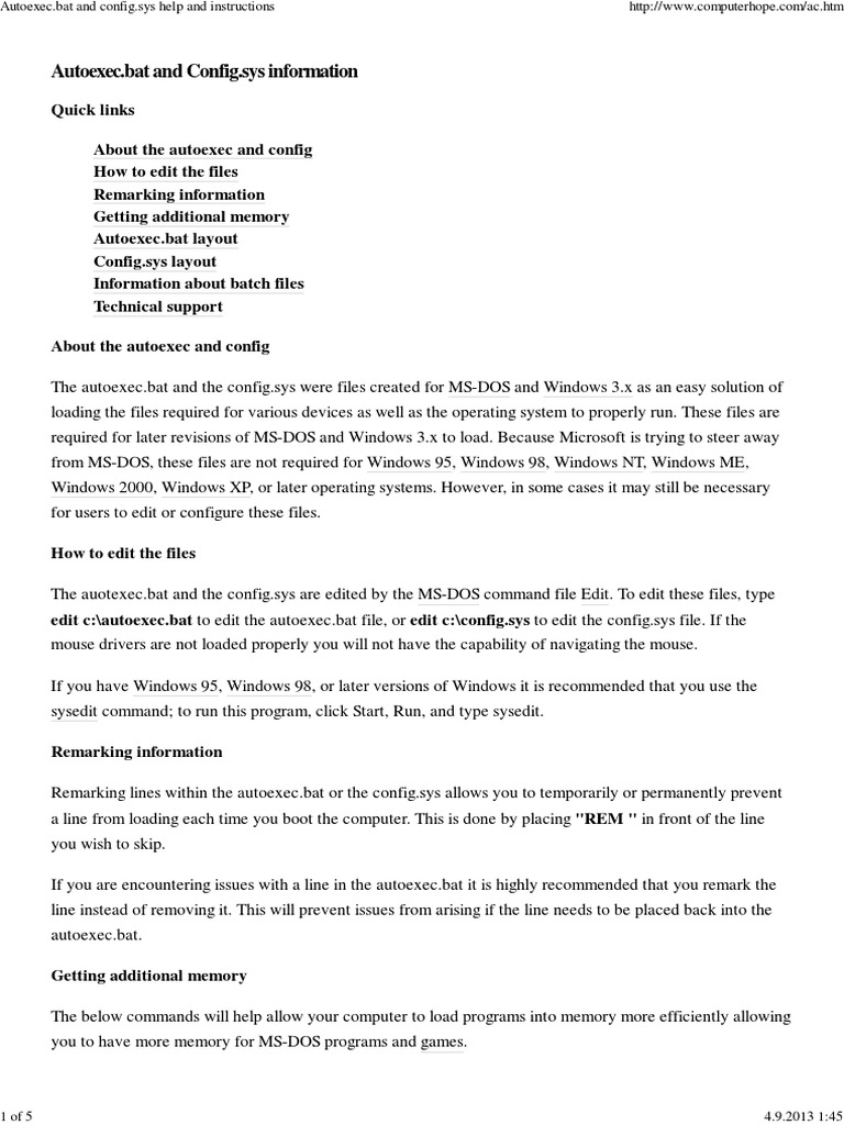 Autoexec - Bat and Config | PDF | Areas Of Computer Science | Computer ...