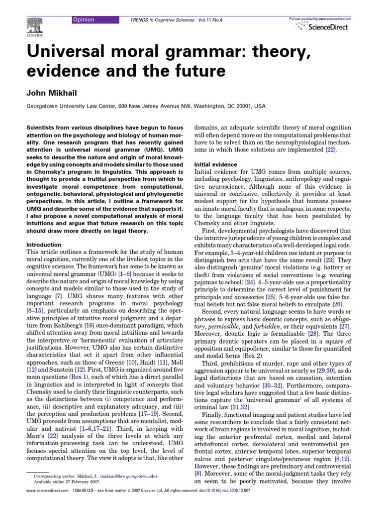 Universal Moral Grammar | PDF | Causality | Morality