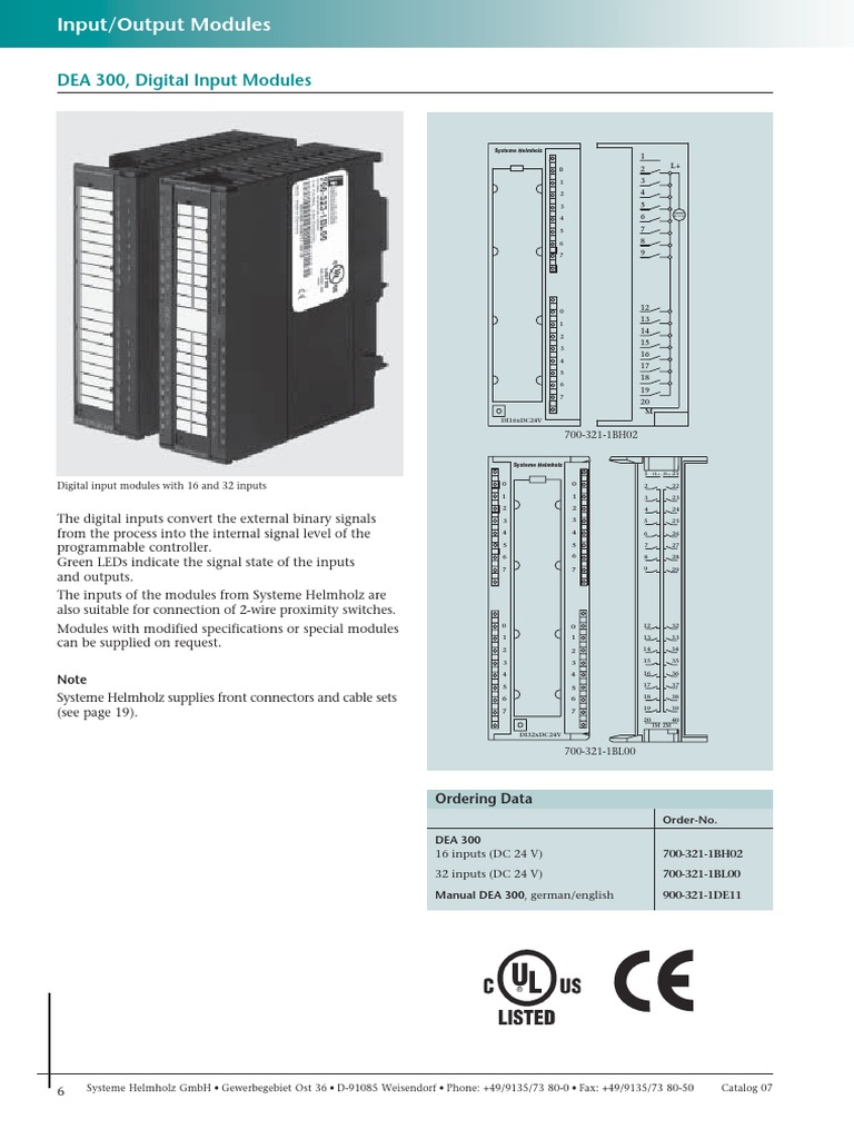 DEA 300, Digital Input Modules: Ordering Data | PDF | Programmable ...