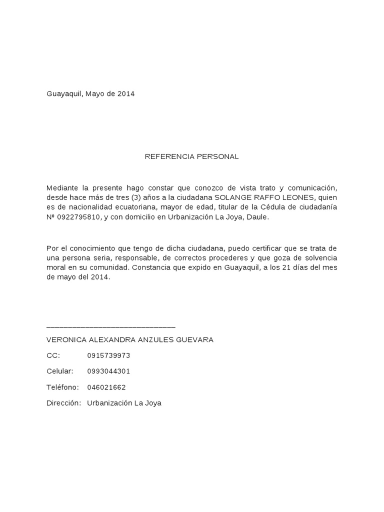 Certificado Personal Vero