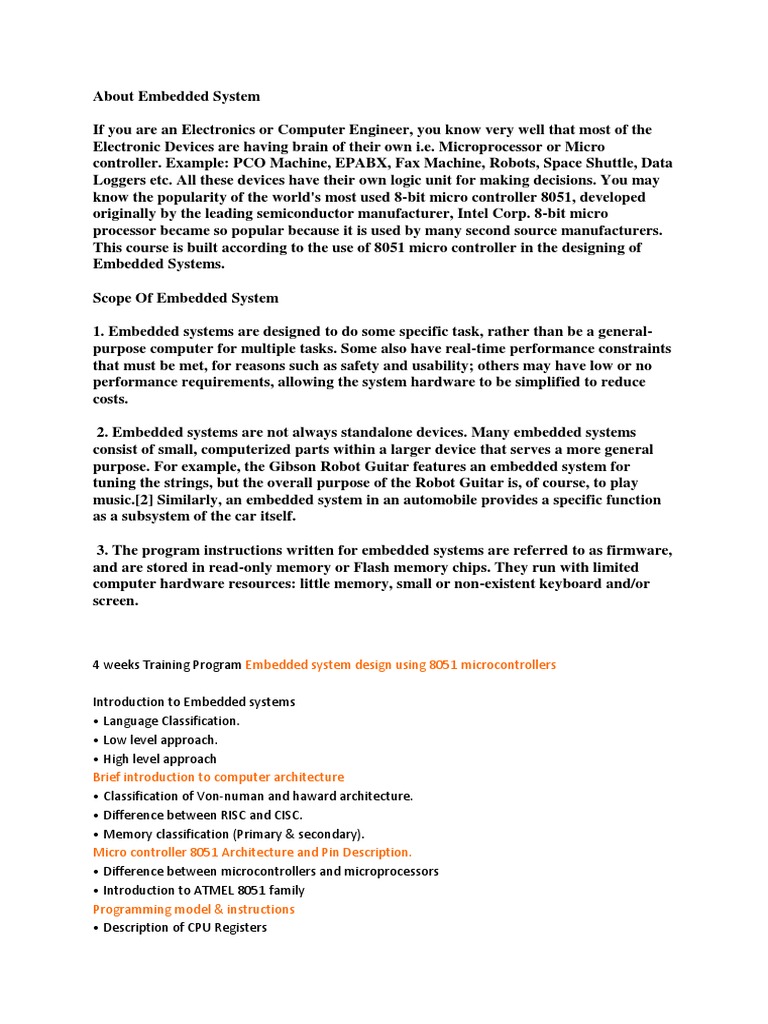 Embedded System Notes | PDF | Microcontroller | Embedded System