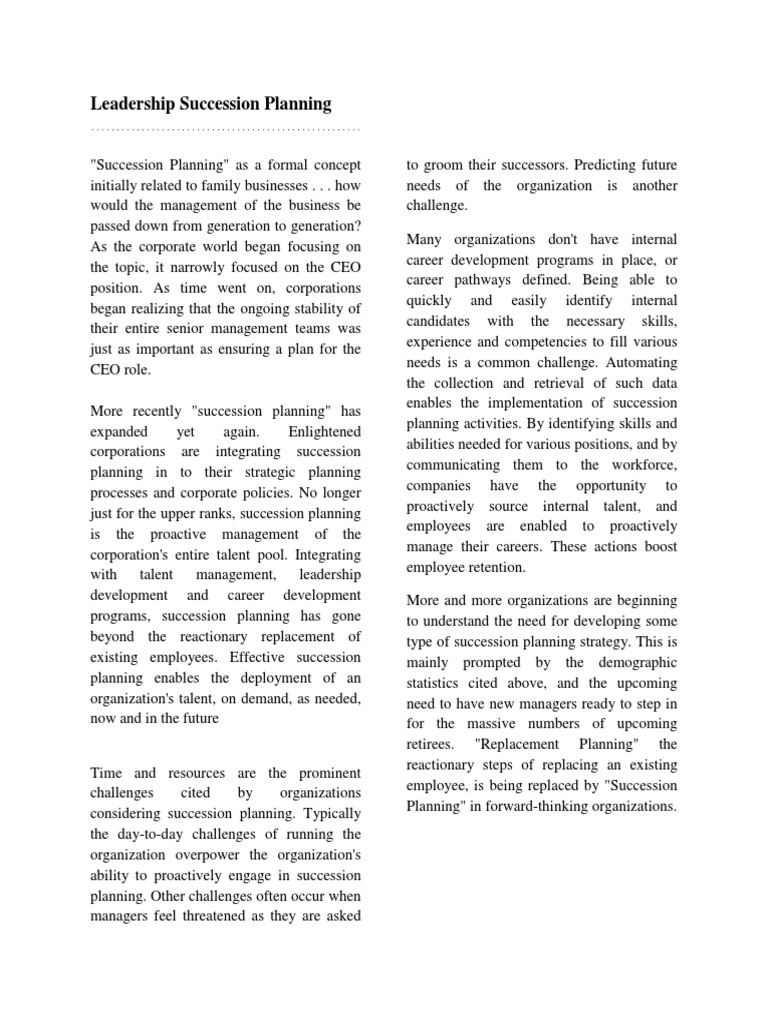 Comprehensive Succession Planning Guide | PDF | Succession Planning ...