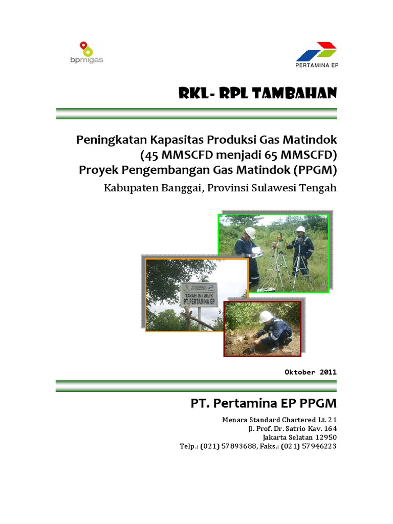 Laporan Dan Lampiran RKL RPL Tambahan Matindok Pertamina EP | PDF | Teknologi & Rekayasa
