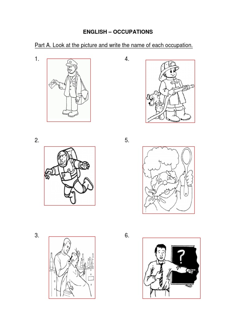 Part A. Look at The Picture and Write The Name of Each Occupation. 1. 4 ...