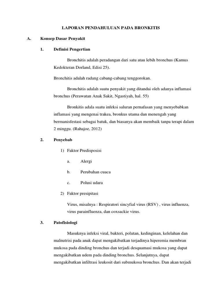 Laporan Pendahuluan Pada Bronkitis | PDF