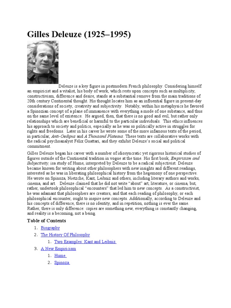 Deleuze: Philosophy's Creative Force | PDF | Gilles Deleuze | David Hume