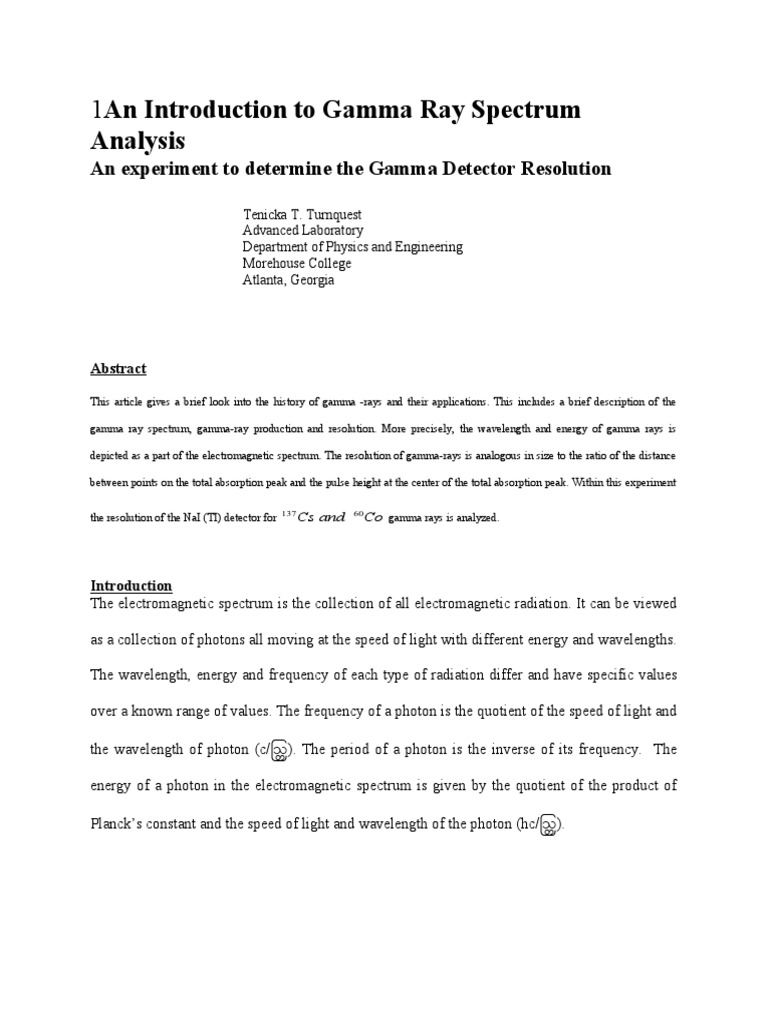 Gamma Ray Resolution | PDF | Gamma Ray | Electronvolt