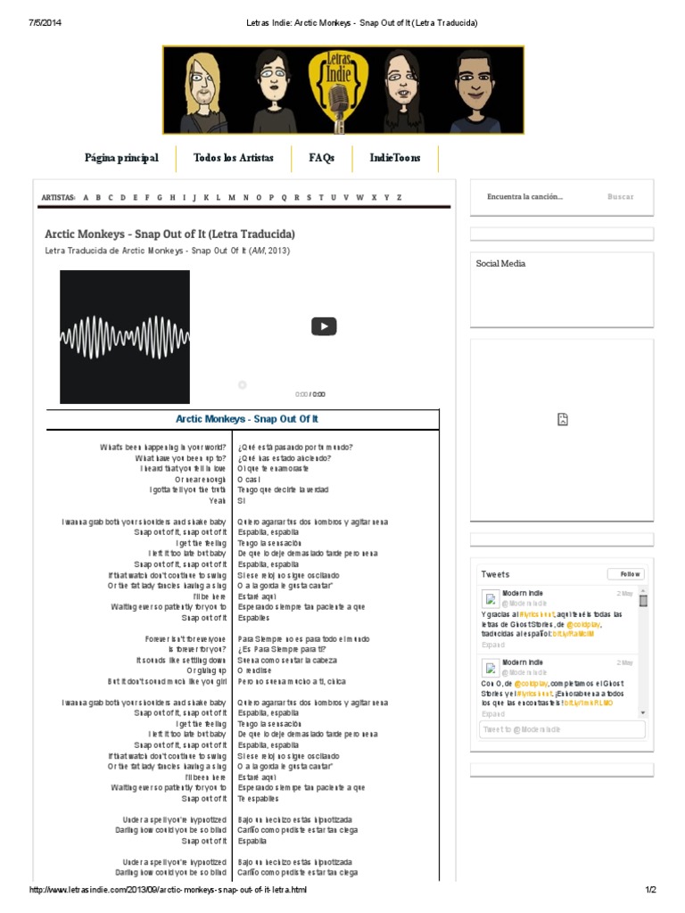 10 Letras Indie - Arctic Monkeys - Snap Out of It (Letra Traducida ...