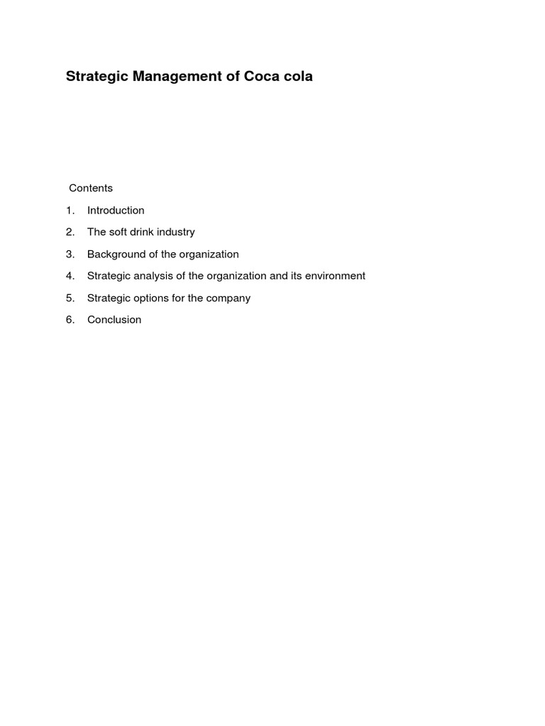 Strategic Management of Coca Cola | PDF | The Coca Cola Company | Pepsi