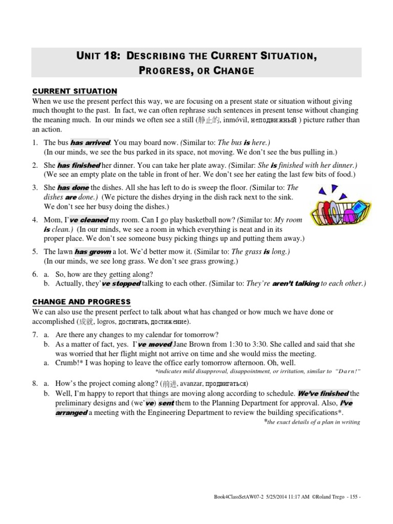 Unit 18 Current Situation Progress Change | PDF | Rules | Syntax