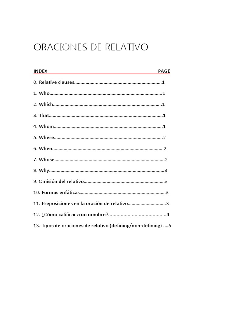 Oraciones de Relativo | PDF | Oración (Lingüística) | Tipología Lingüística