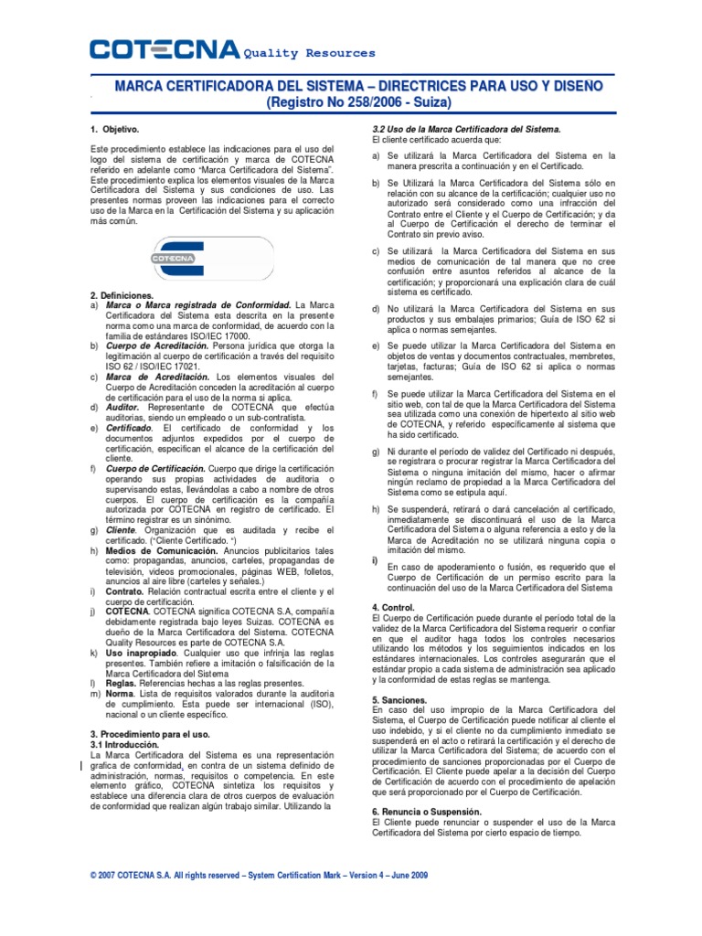 Uso Del Logo Cotecna | PDF | Marca comercial | Organización internacional para la estandarización