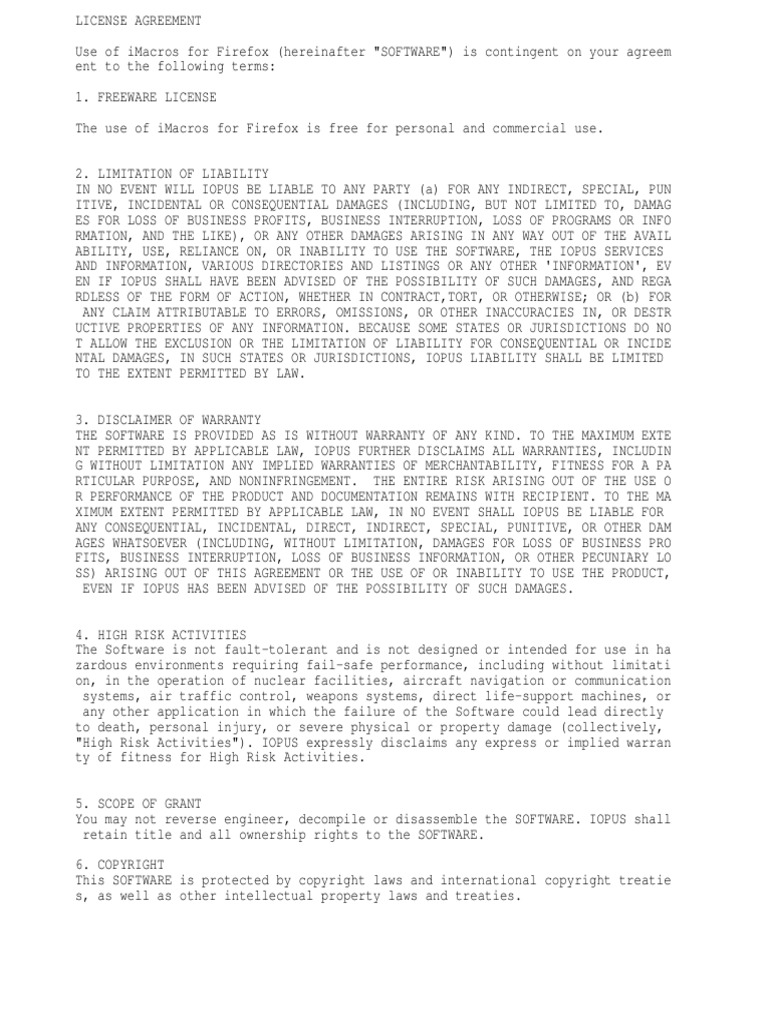 License Freeware | PDF | Damages | Disclaimer