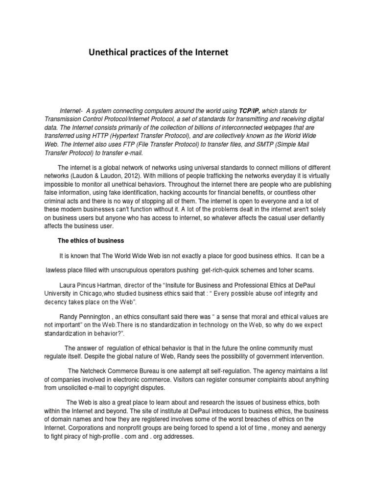 Unethical Practices on the Internet | PDF | File Transfer Protocol ...