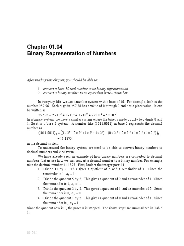 Binary Representation | PDF