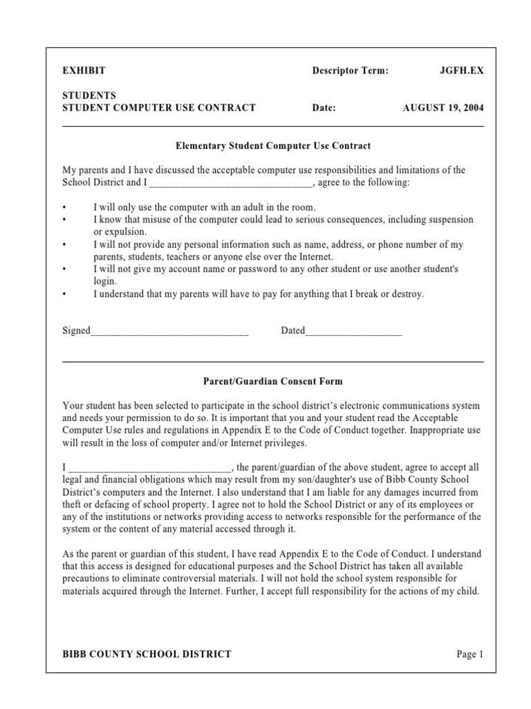 Student Computer Use Agreement | PDF