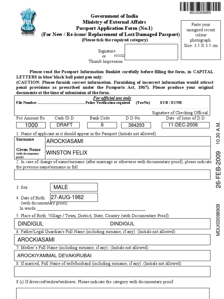 Indian Passport Application Form Guide | PDF | Official Documents ...