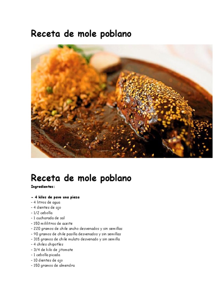 Receta de Mole Poblano | PDF